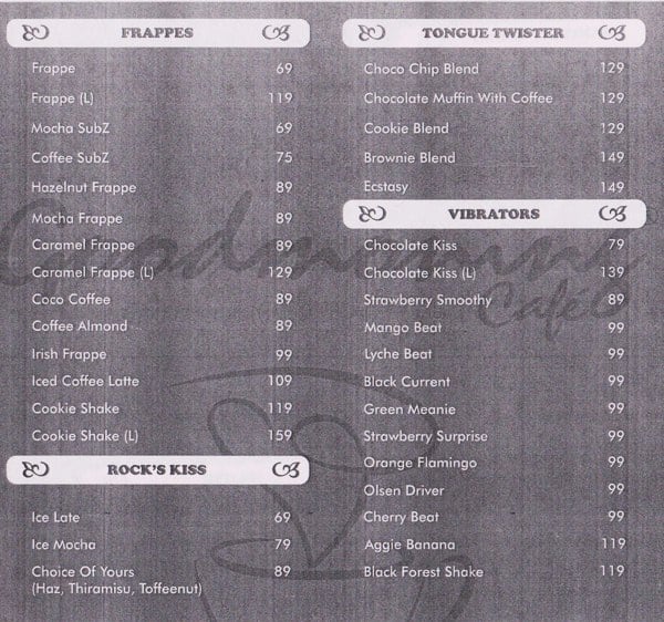 Menu at Good Morning Cafe, Chennai, 36FC+H8M