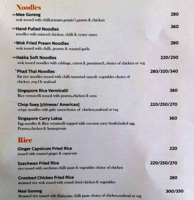 Menu at Madras Wok, Chennai