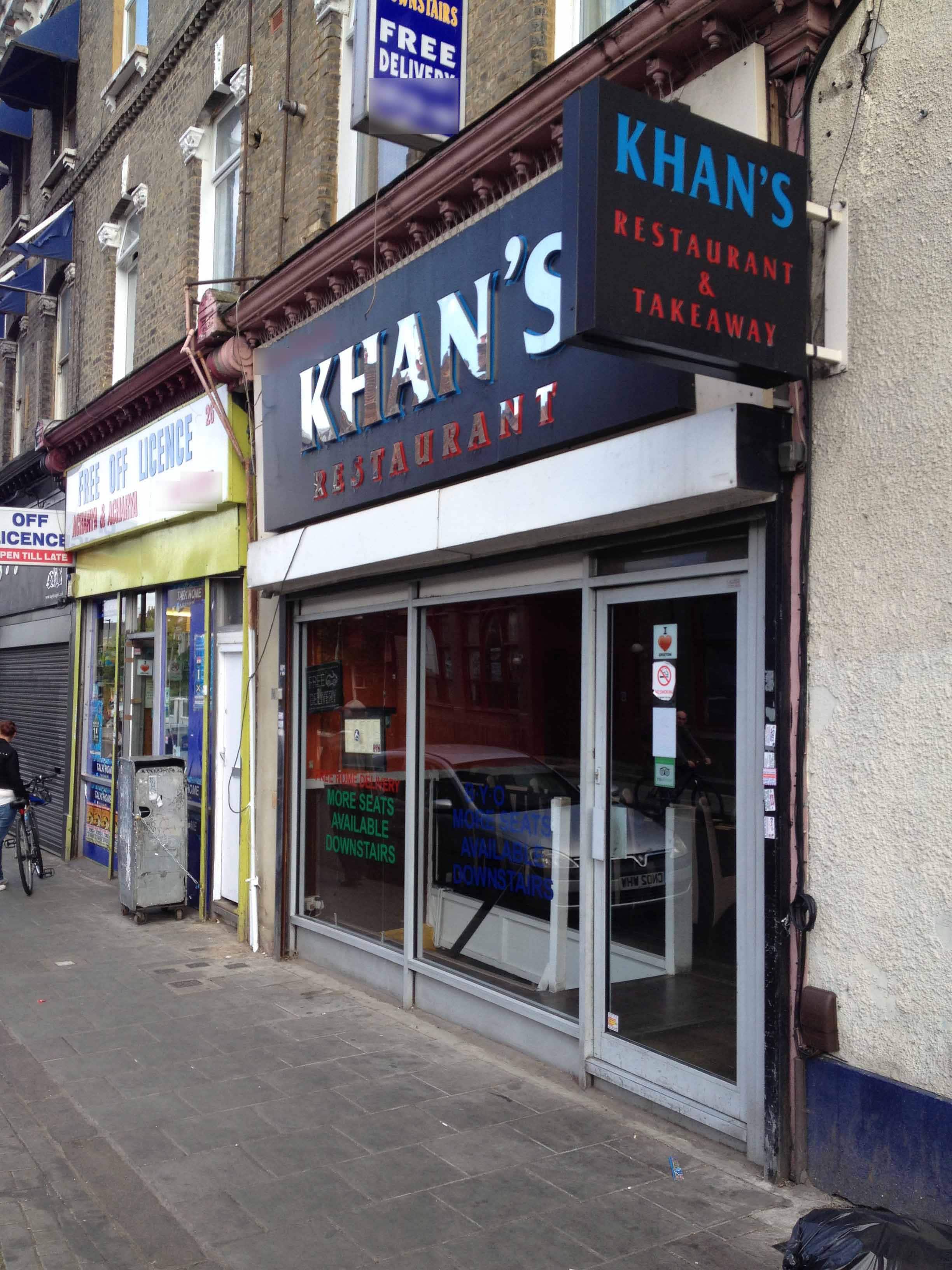 Khan's Menu, Menu for Khan's, Brixton, London