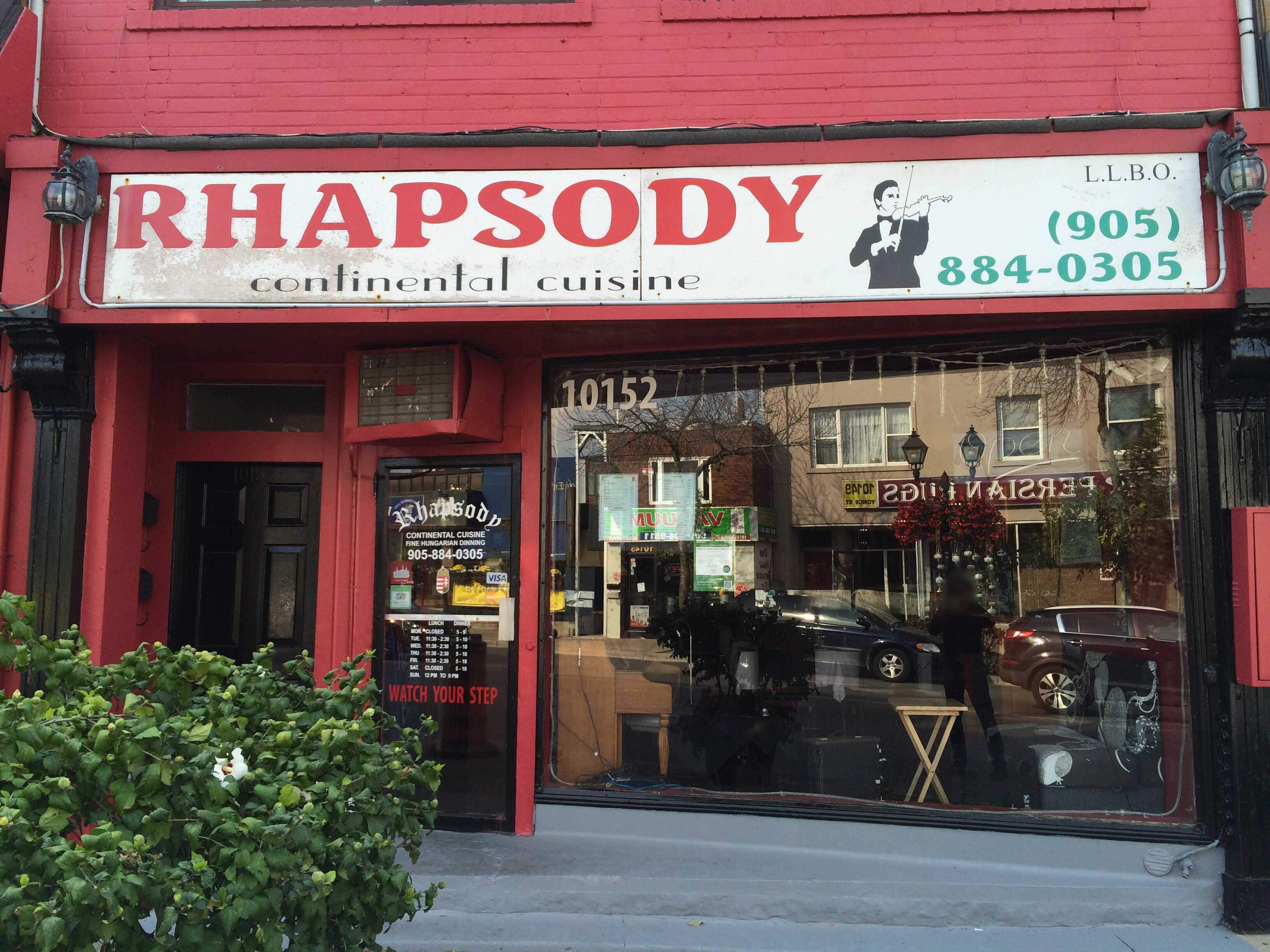 Menu of Rhapsody, Richmond Hill, Toronto