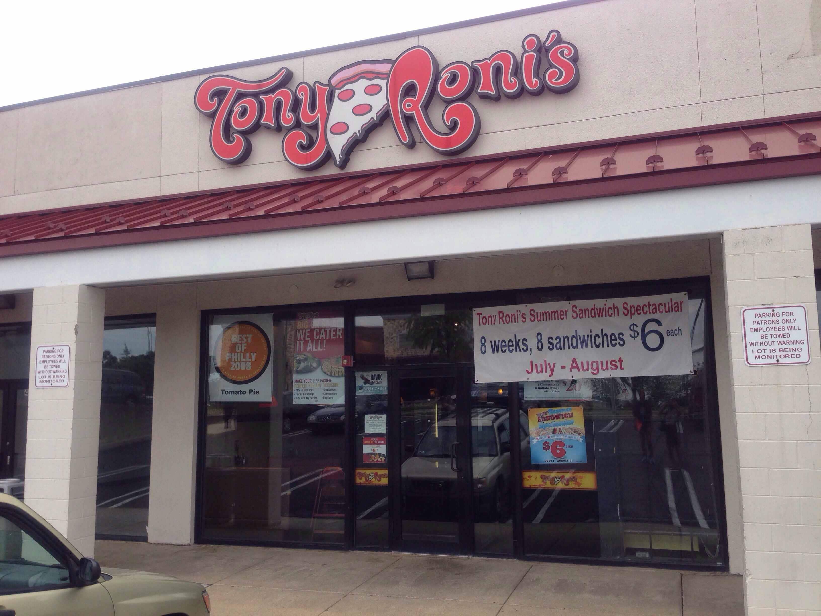 Menu of Tony Roni's Pizza City Line, Wynnefield, Philadelphia