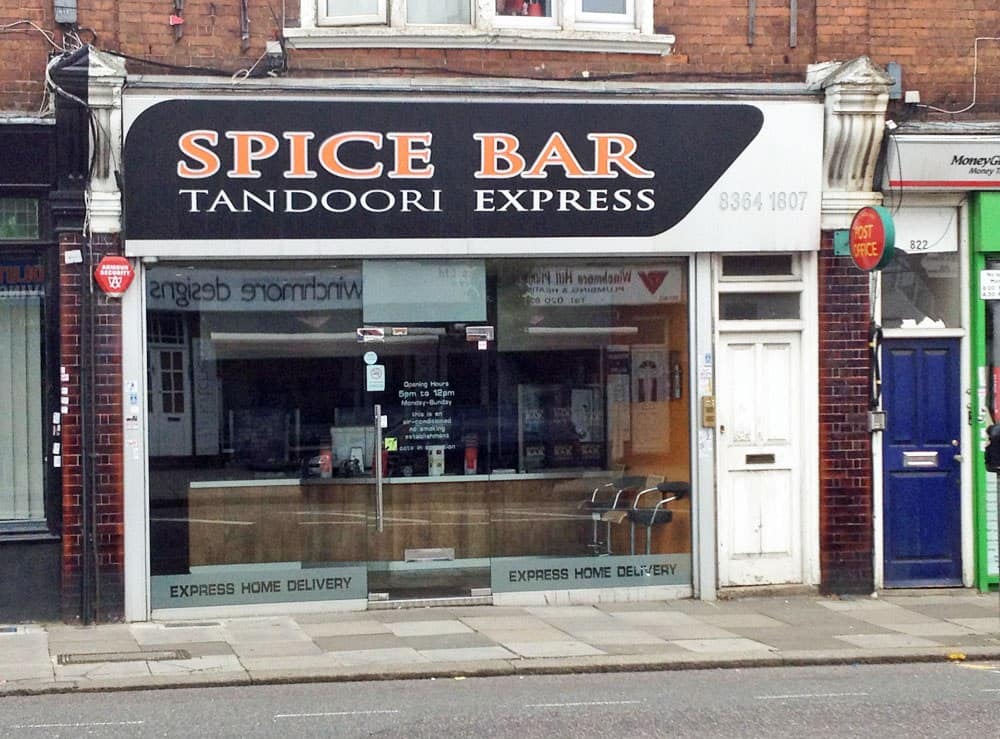 Menu Of Spice Bar Winchmore Hill London