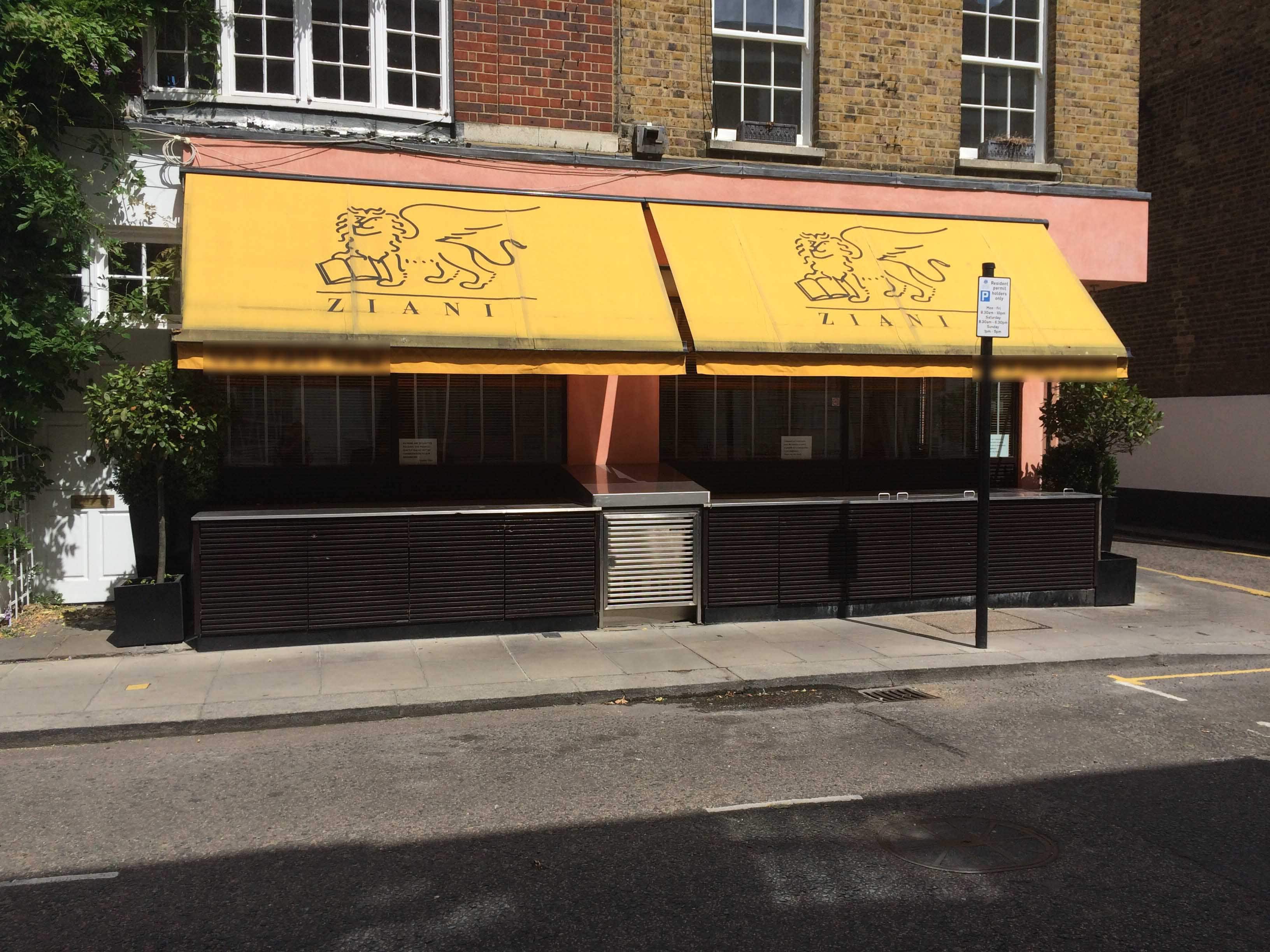 Ziani's Menu, Menu for Ziani's, Chelsea, London