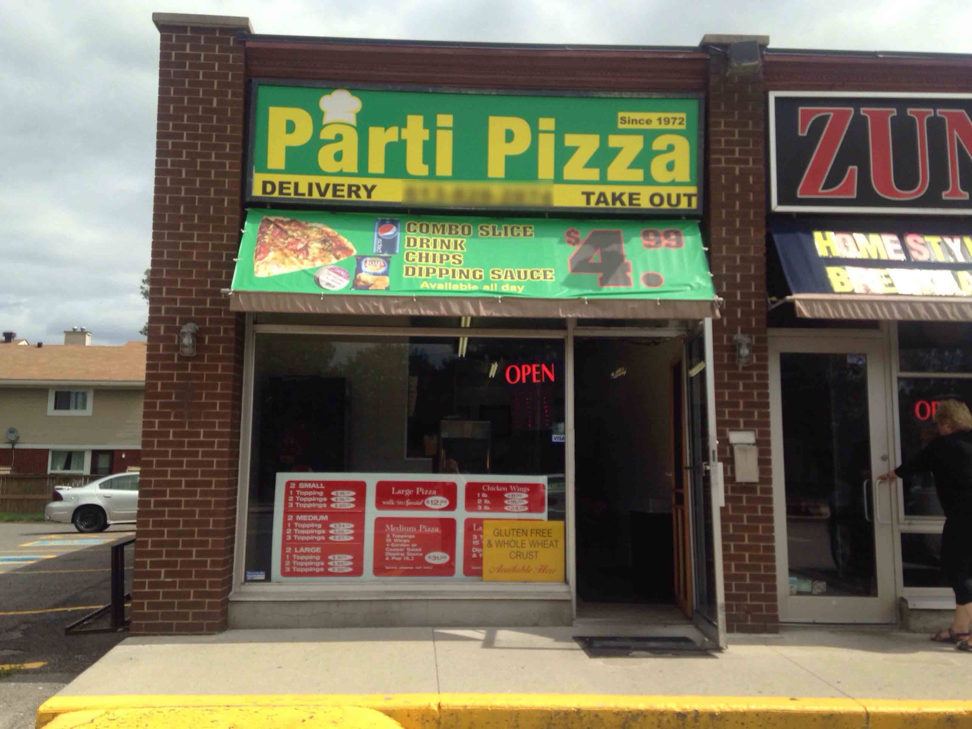Menu of Parti Pizza, Nepean, Ottawa
