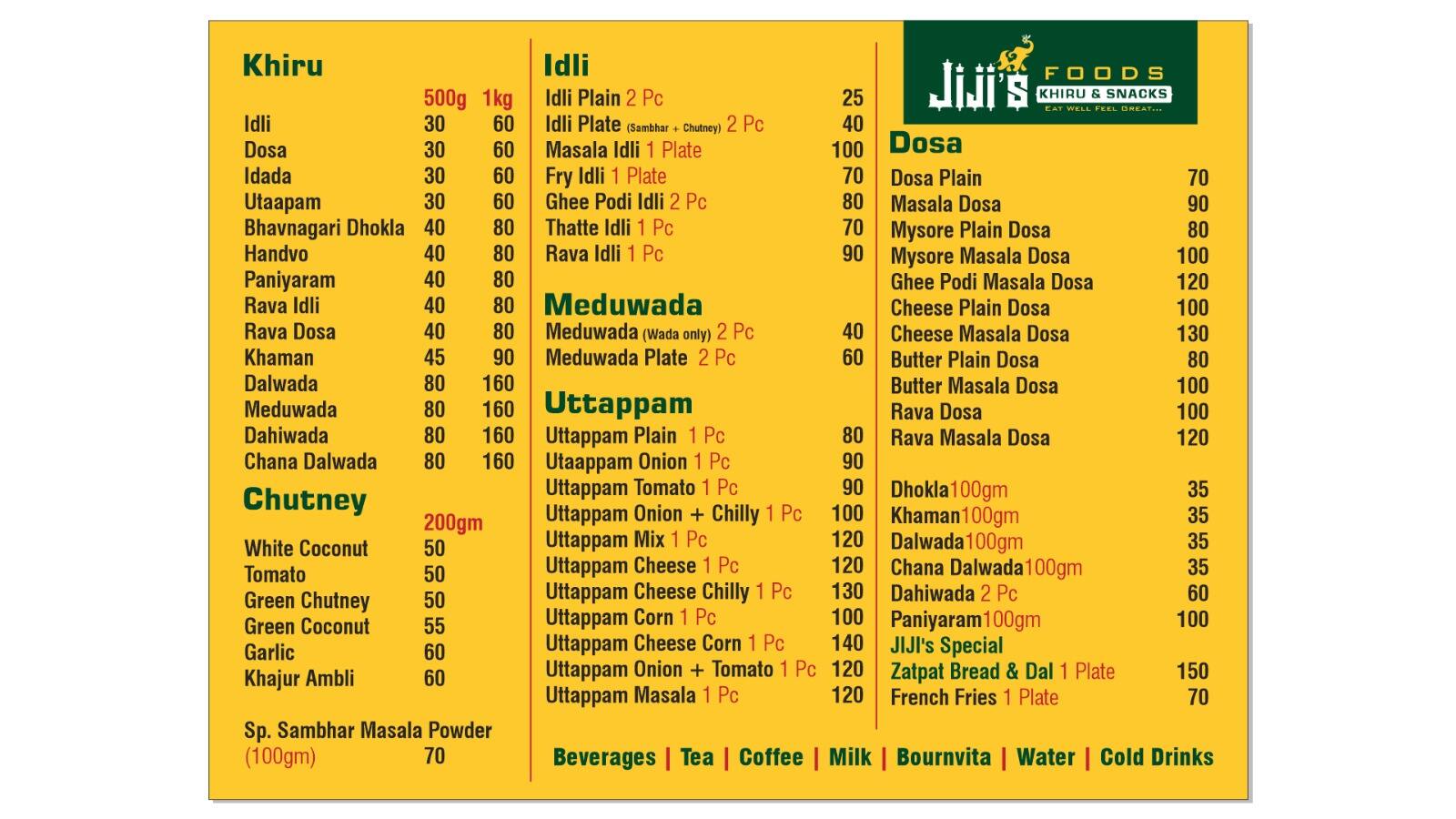 Jiji's Foods Khiru & Snacks, Bopal, Ahmedabad | Zomato