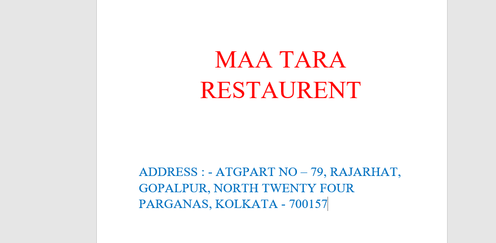 Maa Tara Restaurant, Chinar Park order online - Zomato