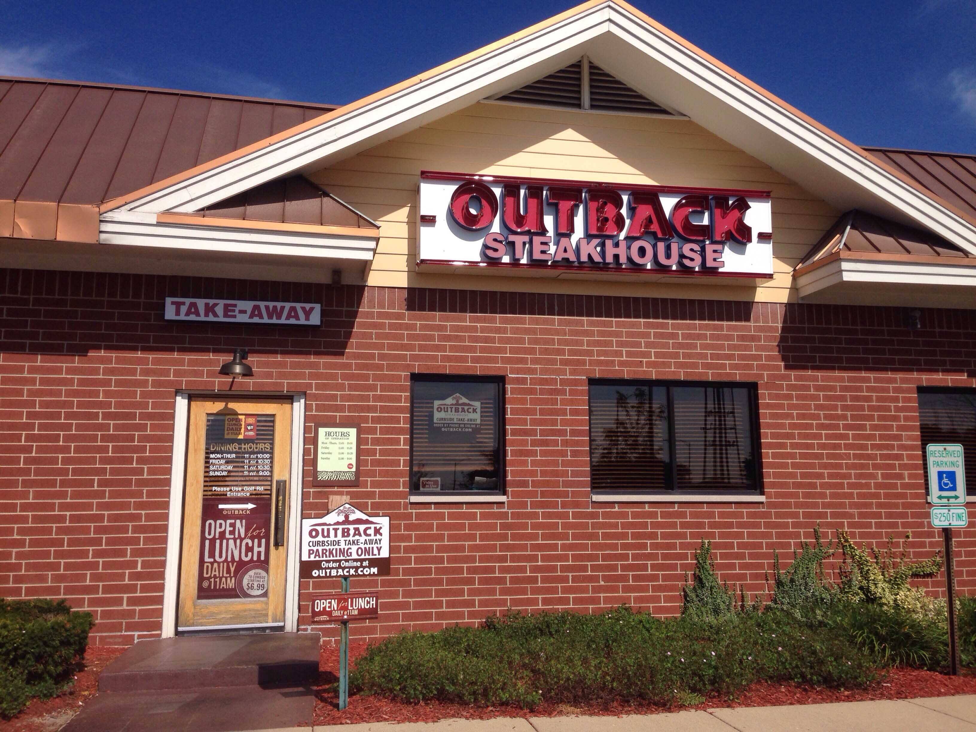Menu Of Outback Steakhouse Schaumburg Chicago