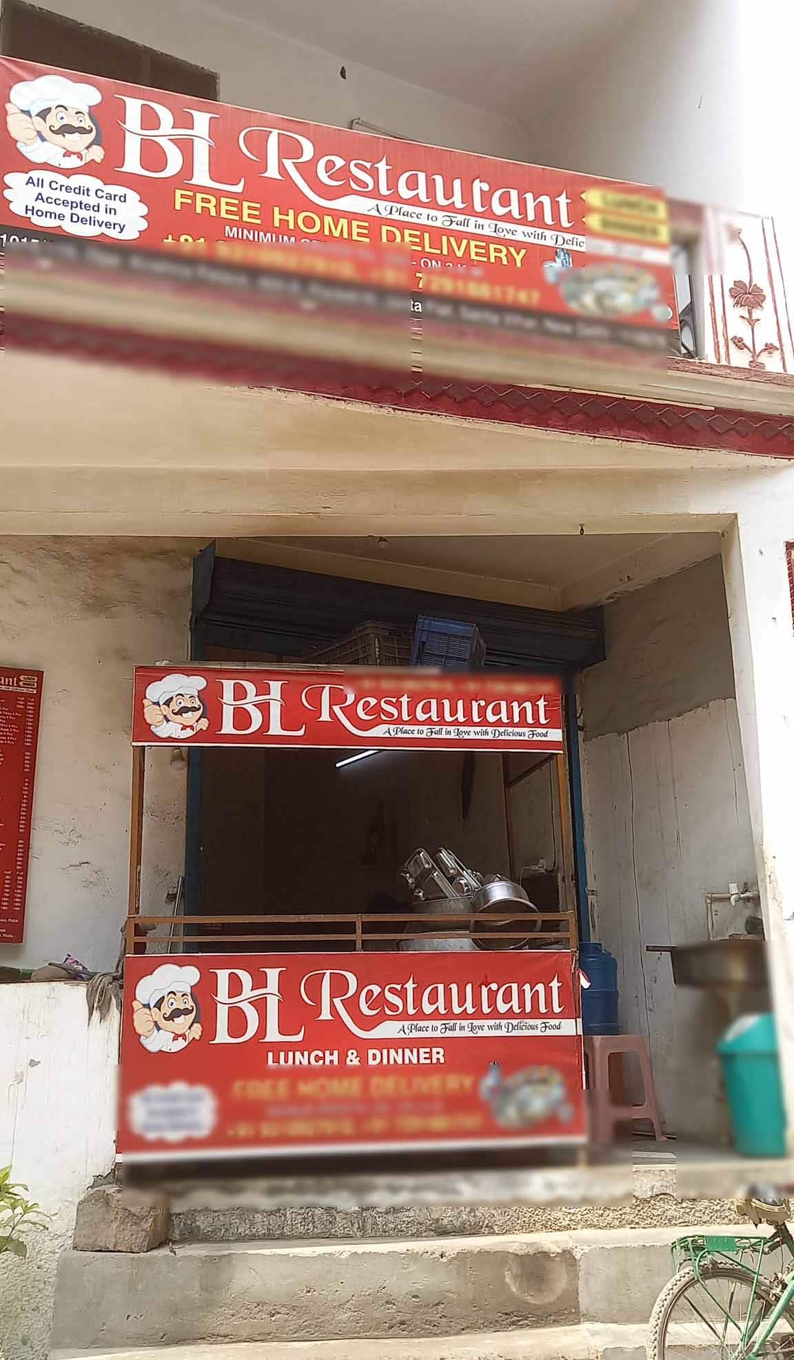 Menu of BL Restaurant, Sarita Vihar, New Delhi