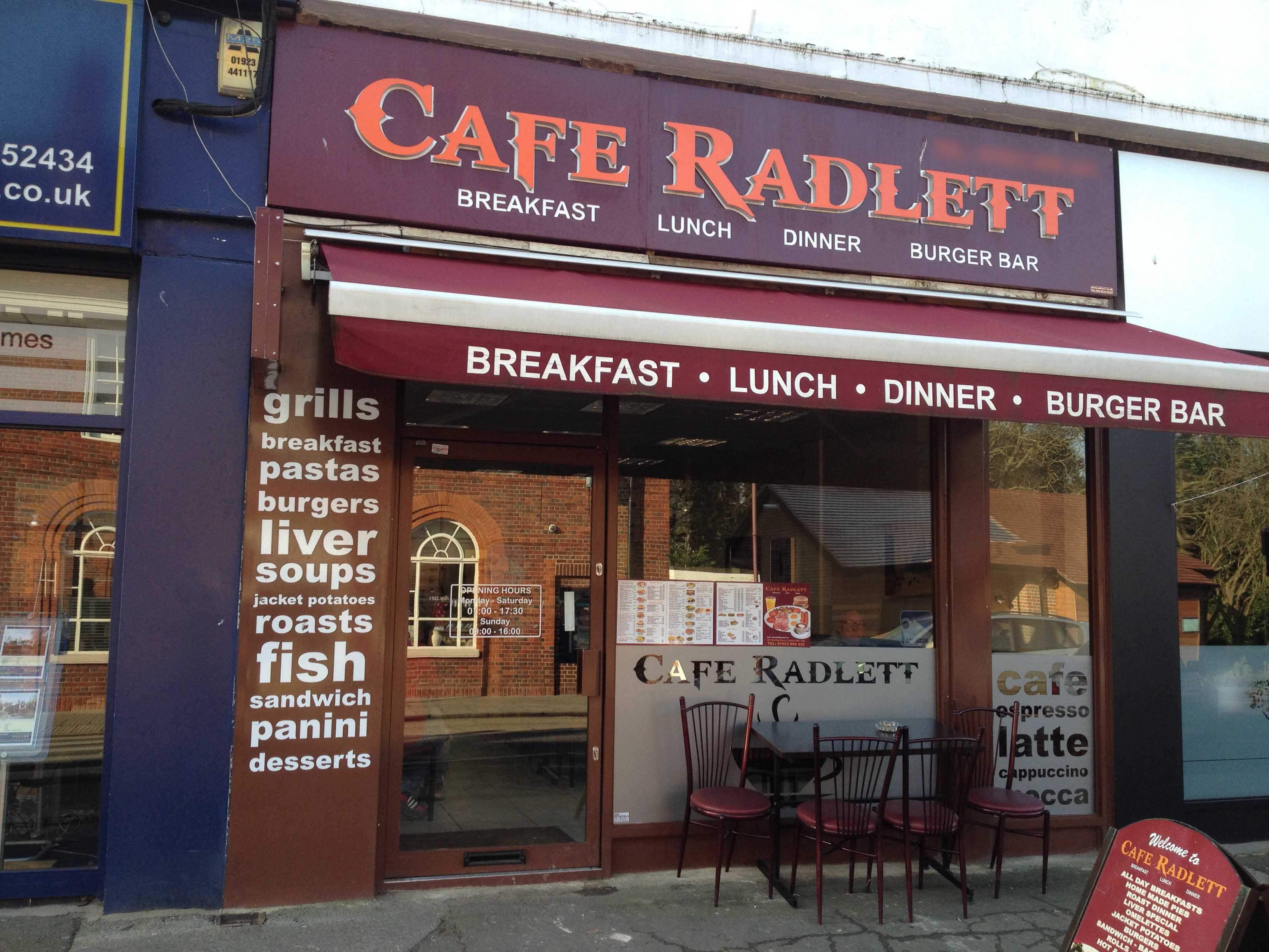 Menu of Cafe Radlett, Radlett, London