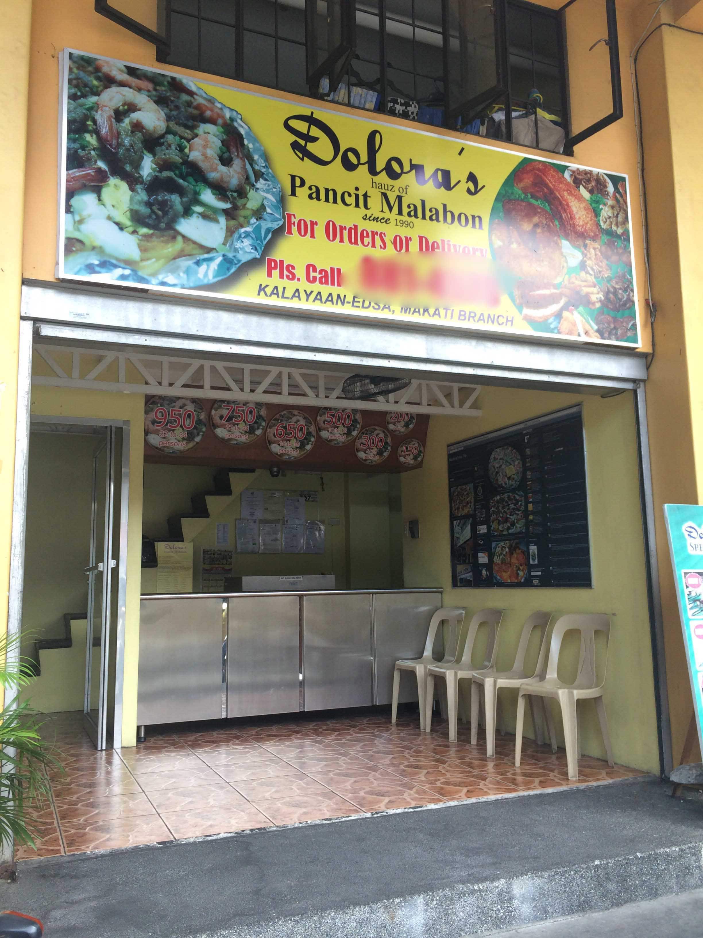Menu of Dolora's Hauz of Pancit Malabon, Pinagkaisahan, Makati City