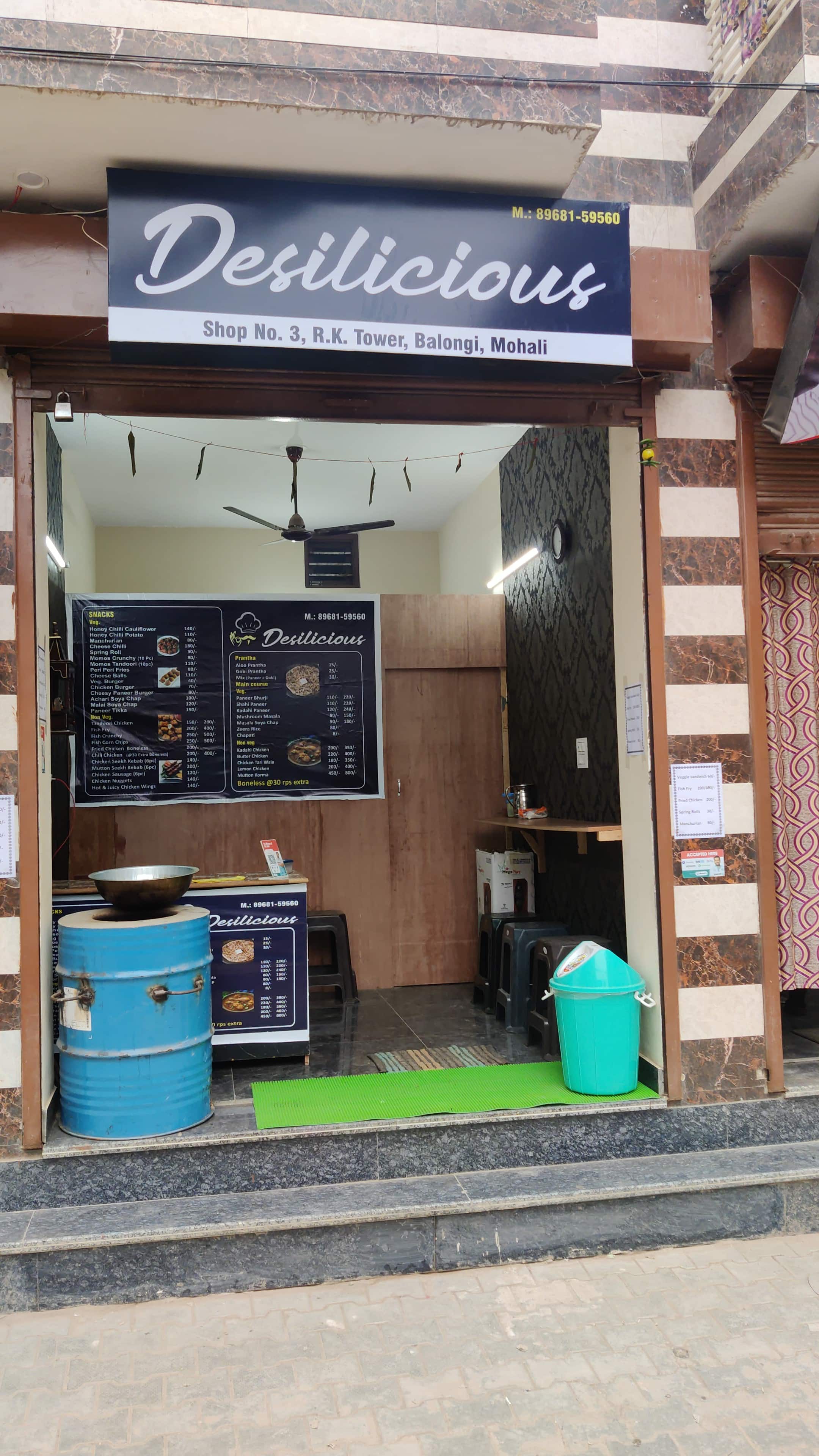 Menu of Desilicious, TDI City, Mohali