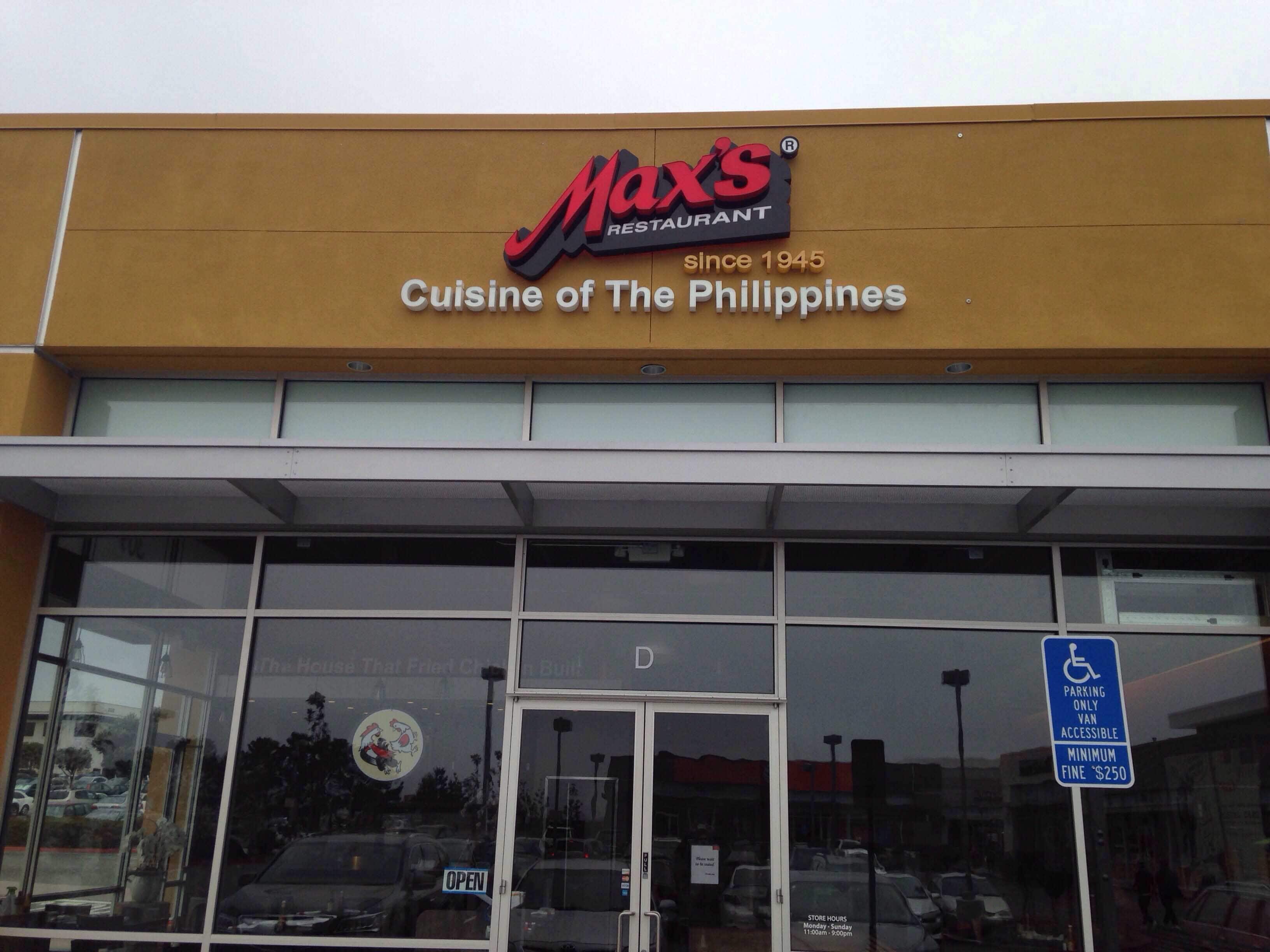 Menu of Max's Restaurant, Daly City, Daly City