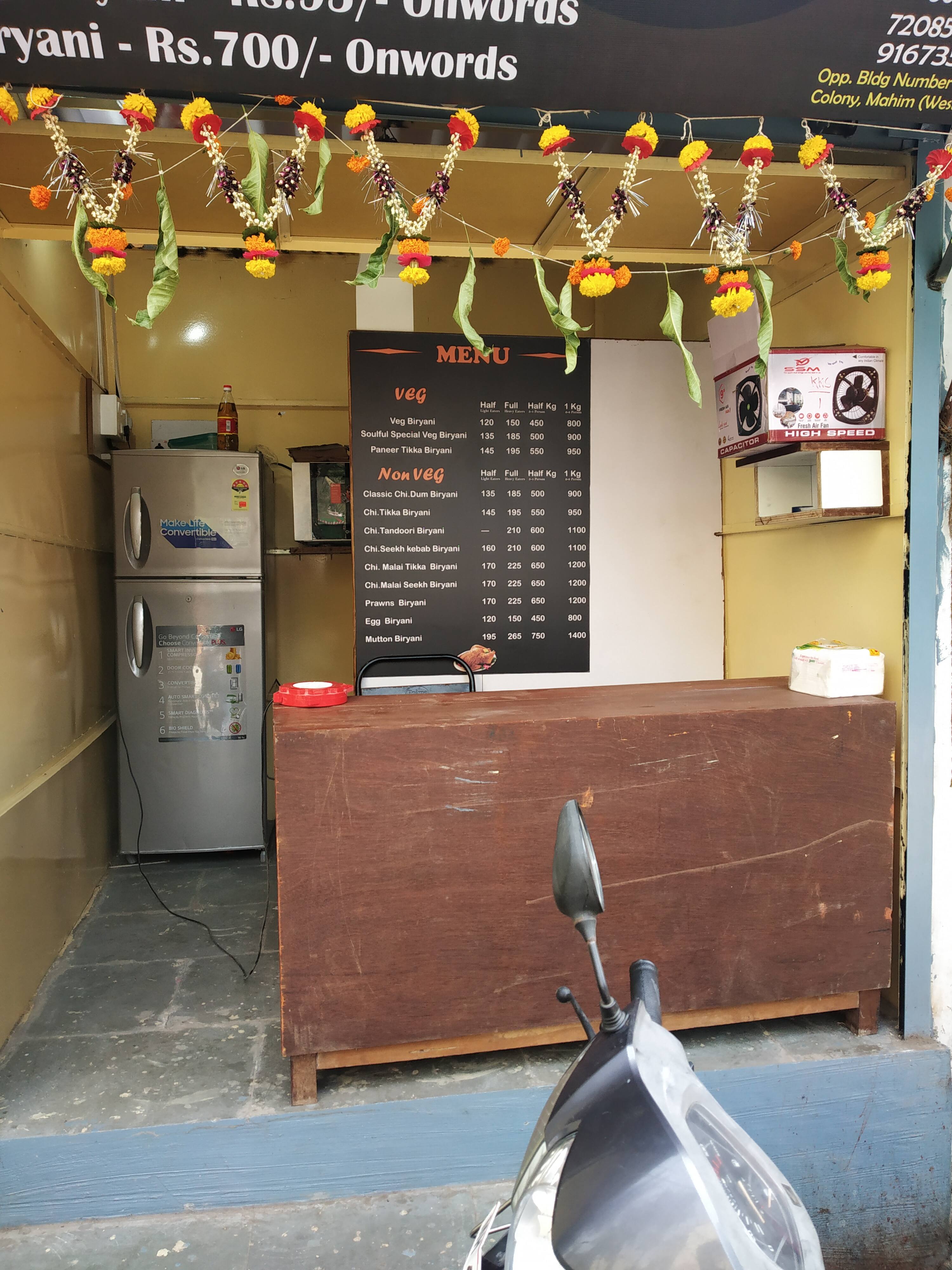 Menu of Soulful Biryani, Mahim, Mumbai