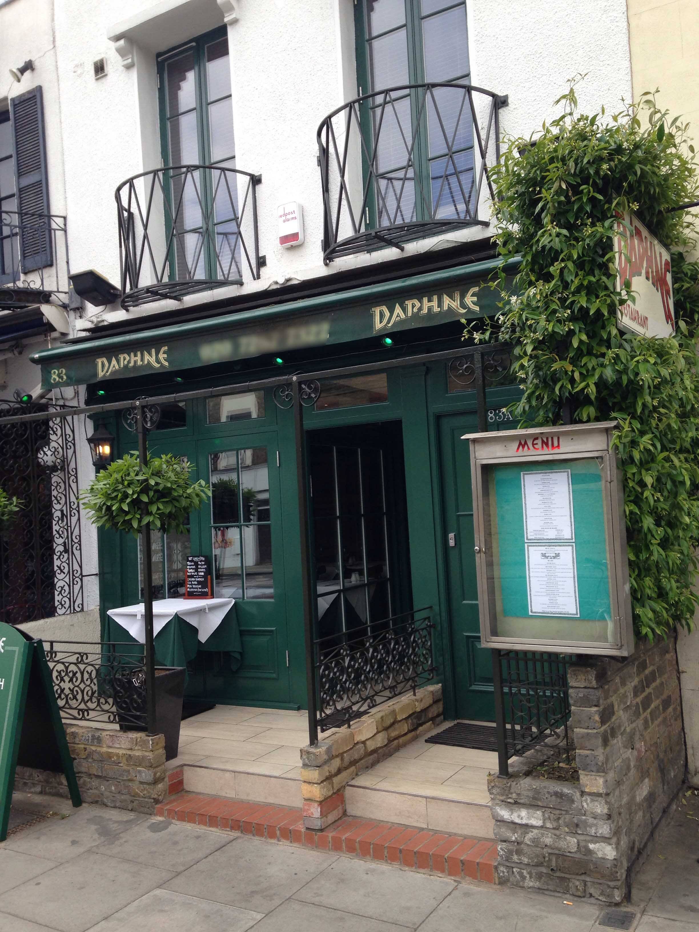 Daphne Menu, Menu for Daphne, Camden Town, London