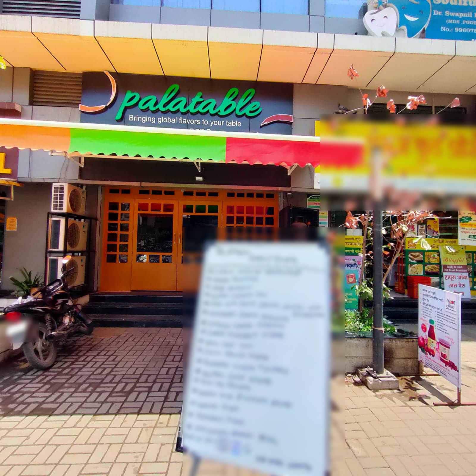 Menu of Palatable, Kothrud, Pune