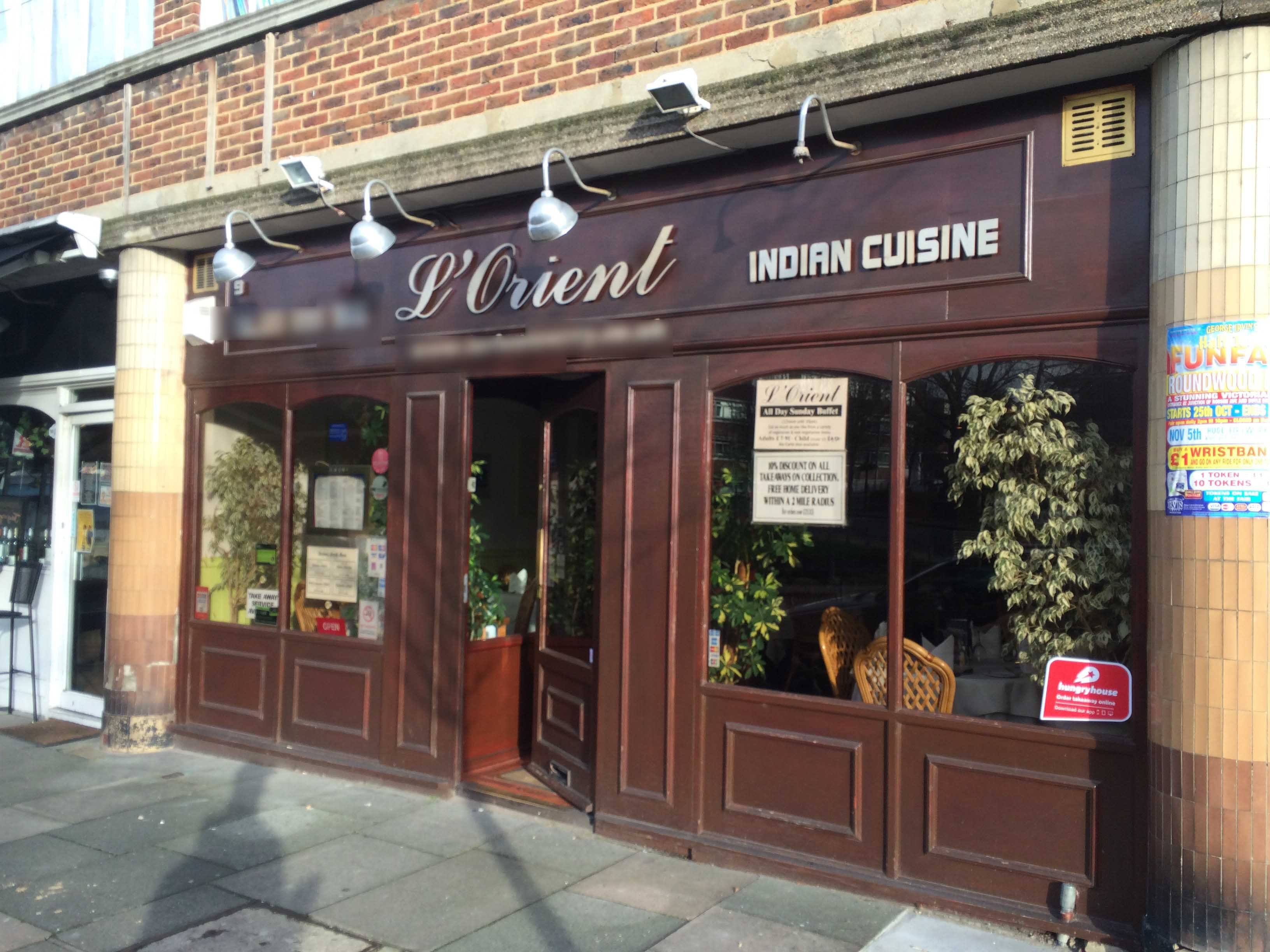 Menu of L'Orient, Ealing, London
