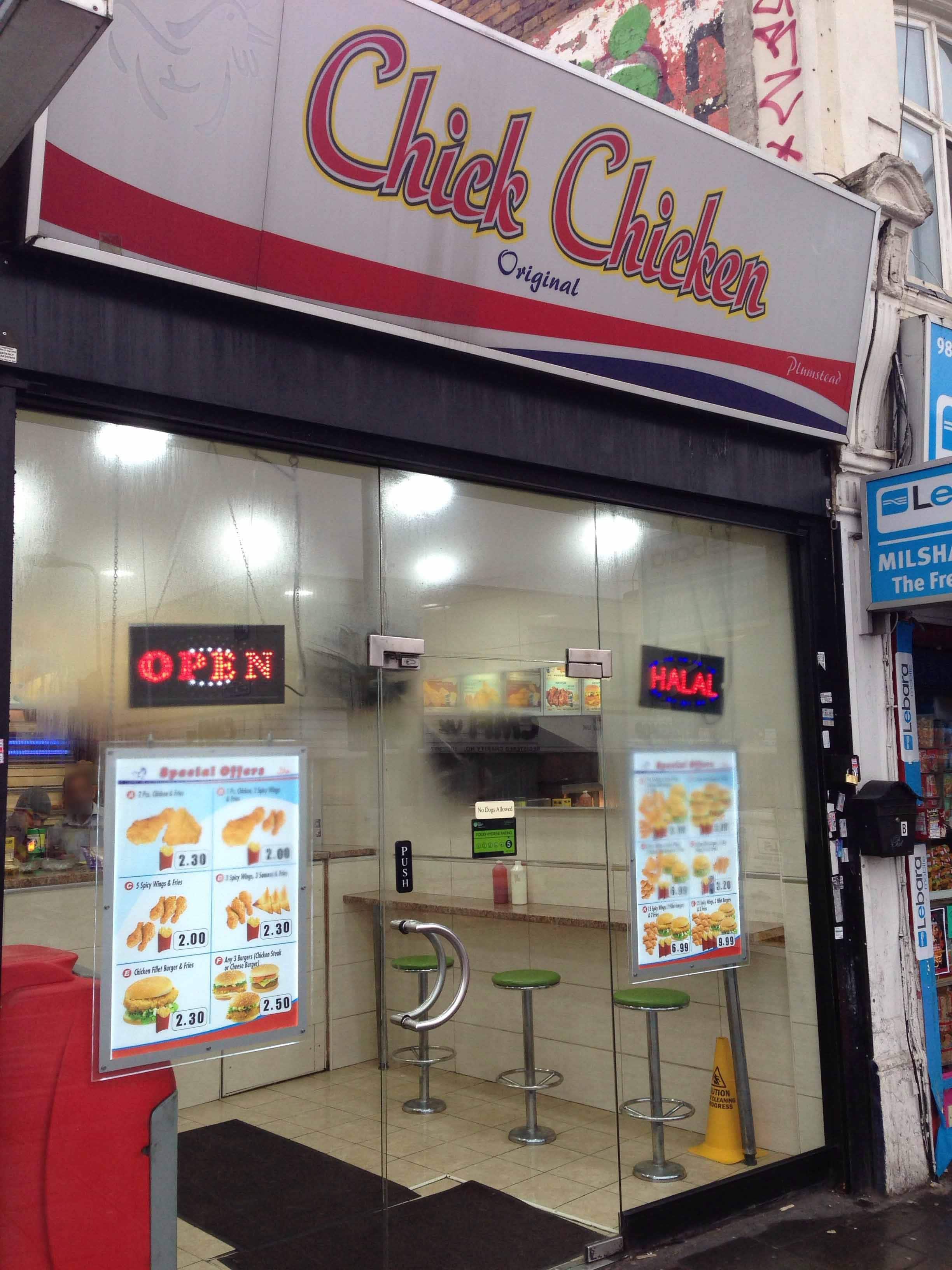 Chick Chicken Menu, Menu for Chick Chicken, Plumstead, London