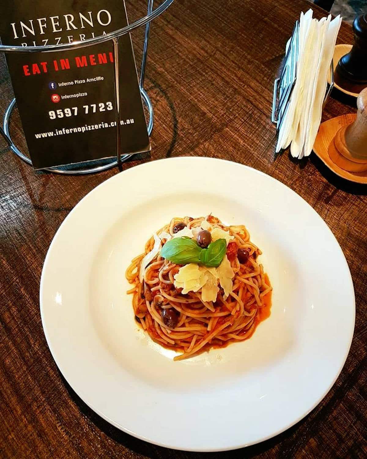 Menu of Inferno Pizzeria, Arncliffe, Sydney