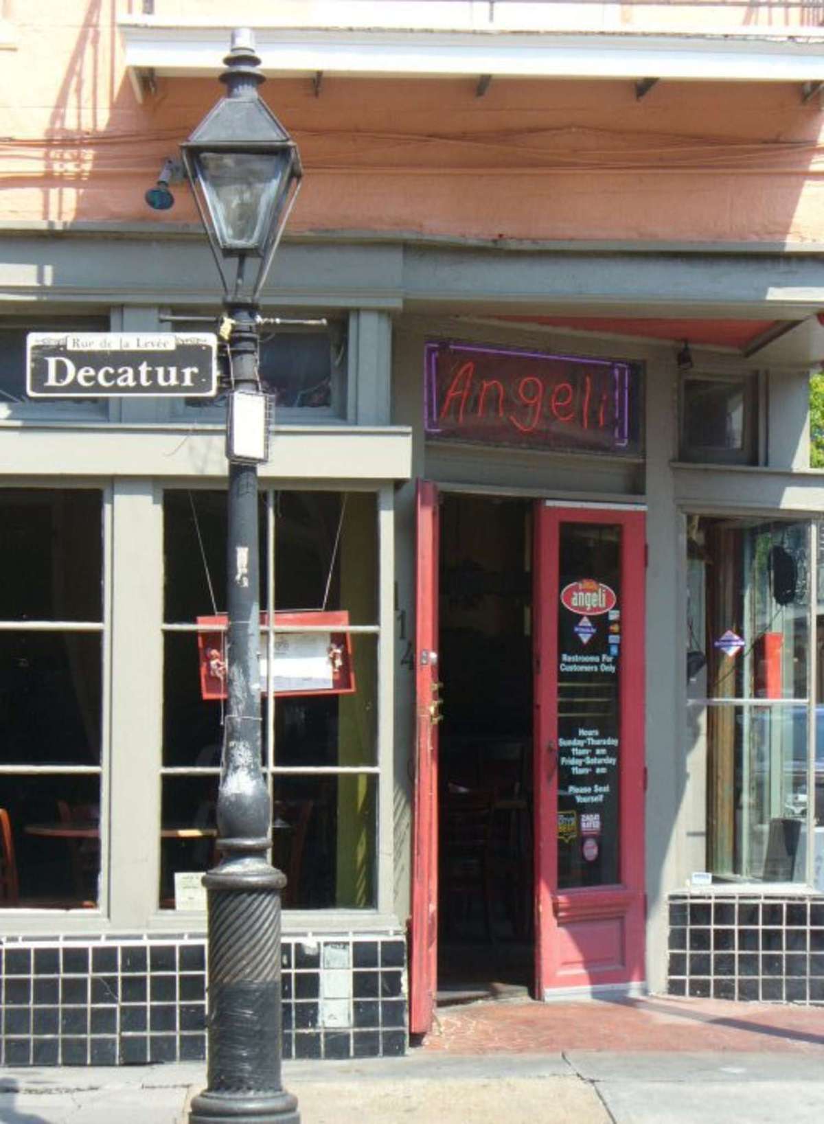 Menu of Angeli on Decatur, French Quarter, New Orleans