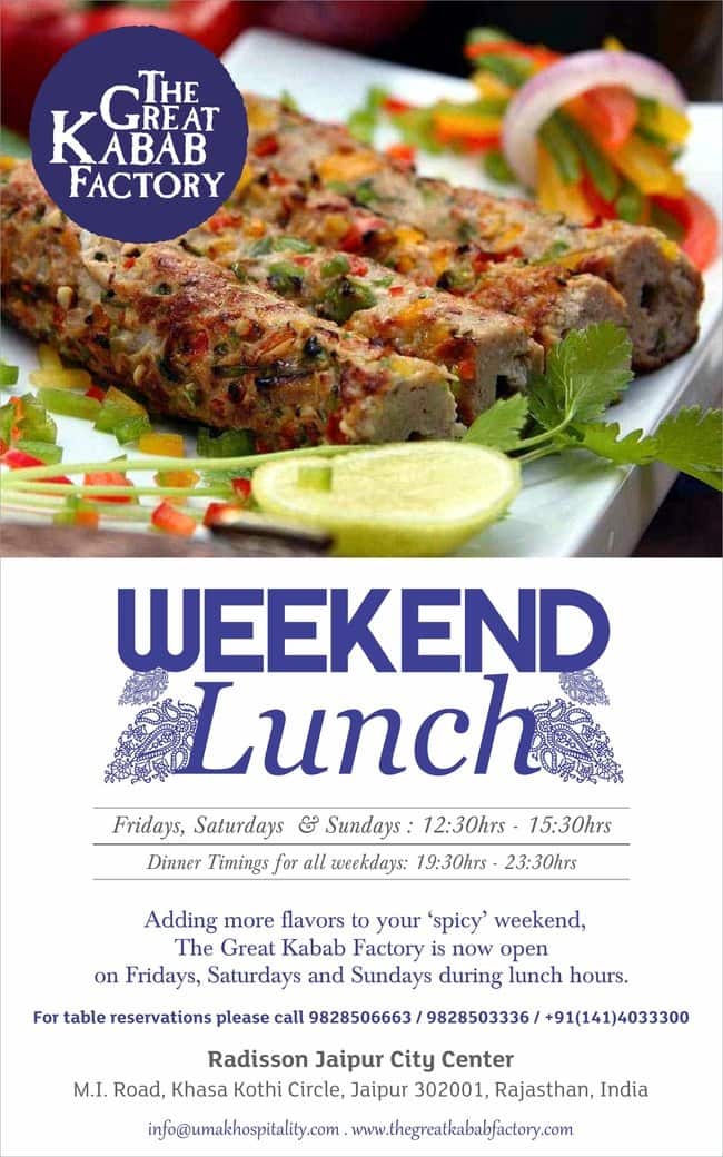 The Great Kabab Factory - Radisson Jaipur City Center, MI Road, Jaipur ...