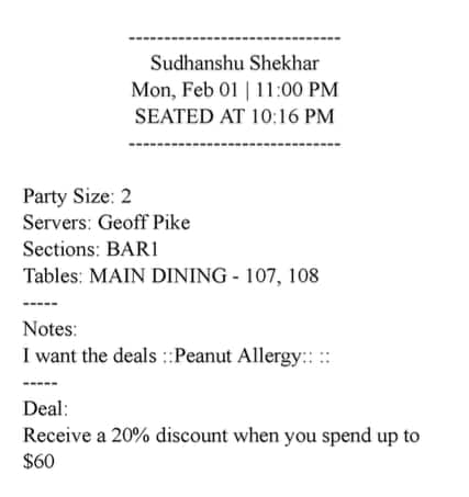 Server Chit Printing