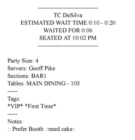 Server Chit Printing